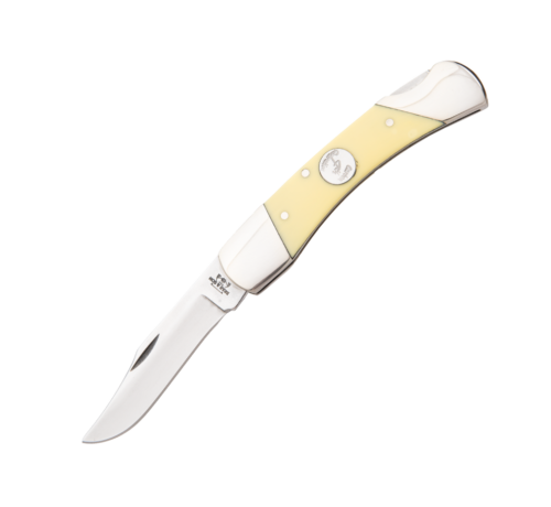 3 3/4" Yellow Delrin® Medium Lockback - Bear & Son Cutlery ...