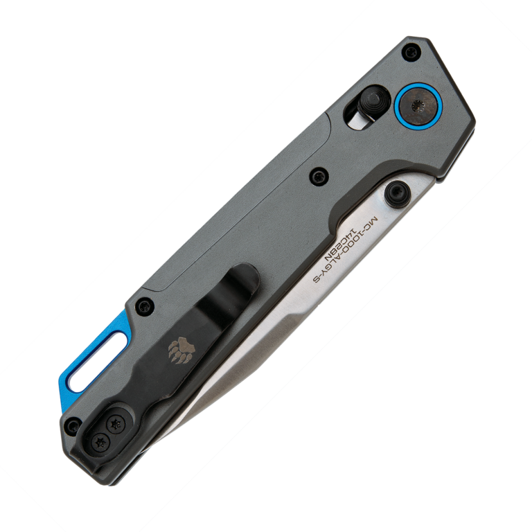 Nekama™ I Gray & Blue Aluminum Handle Modified Tanto Blade - Bear & Son ...